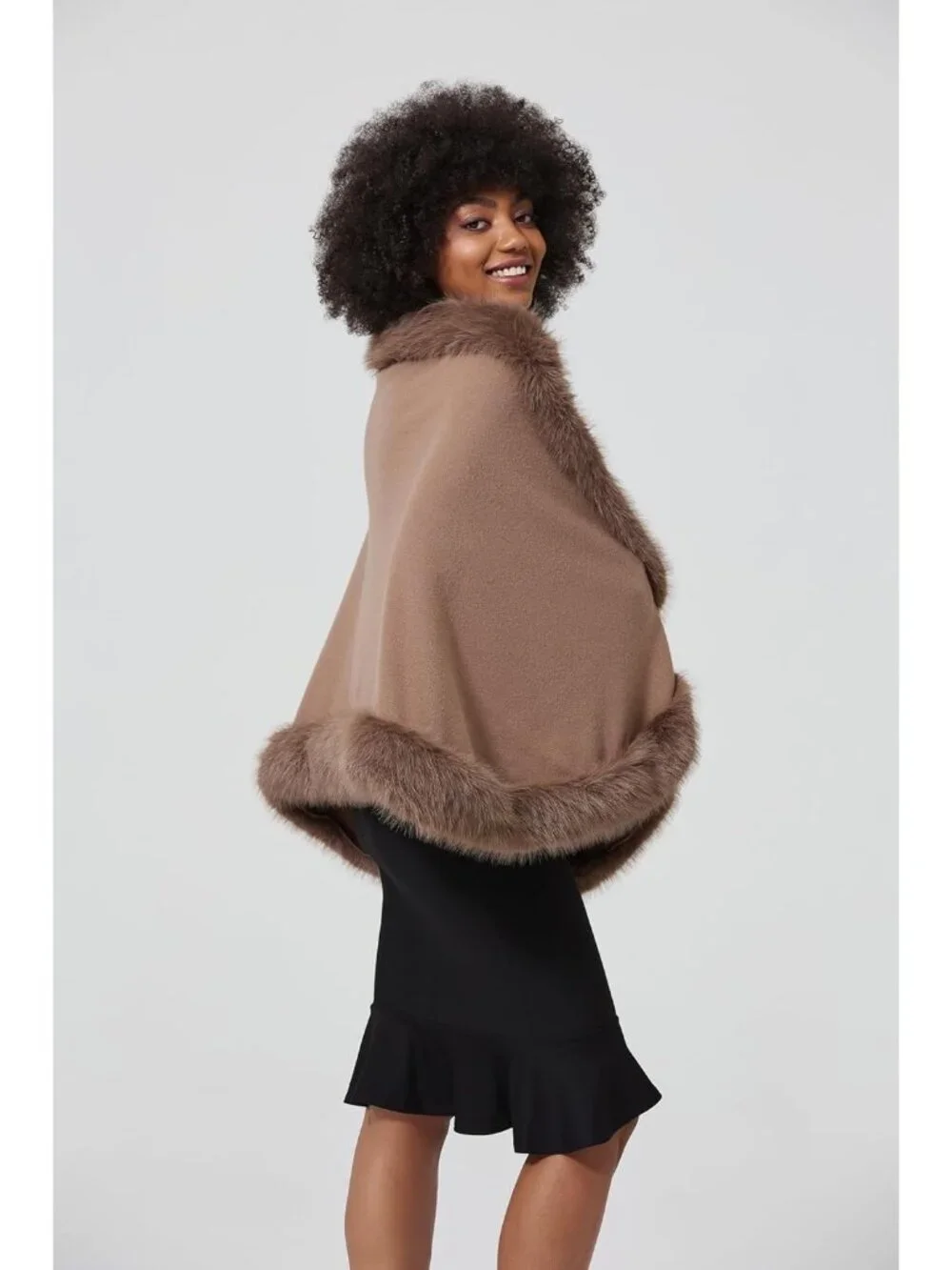 Accessories | Faux Fur Shawl Wrap Women Cape Poncho Cloak With Faux Fur ...